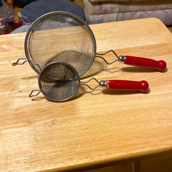 Other | Vintage Red Handled Strainers Rare | Poshmark